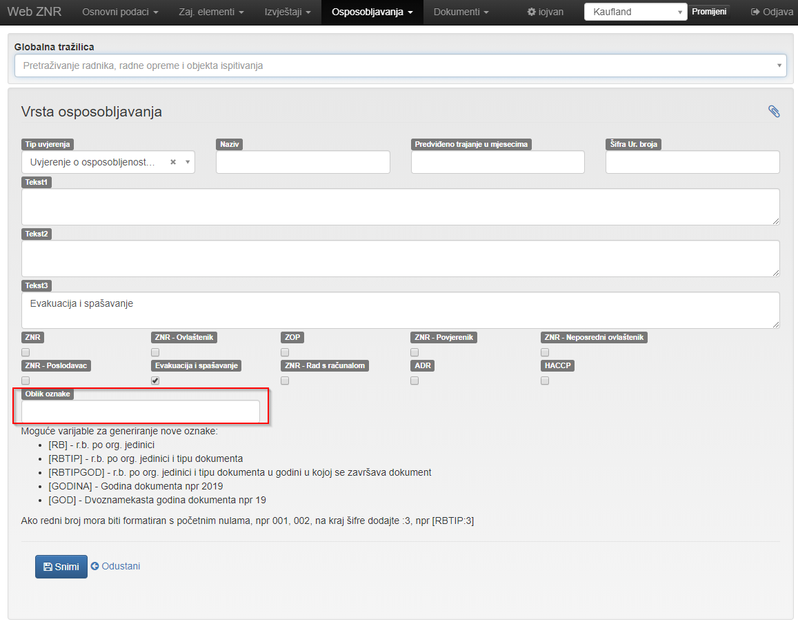 Provođenje osposobljavanja: Vrste osposobljavanja | škola